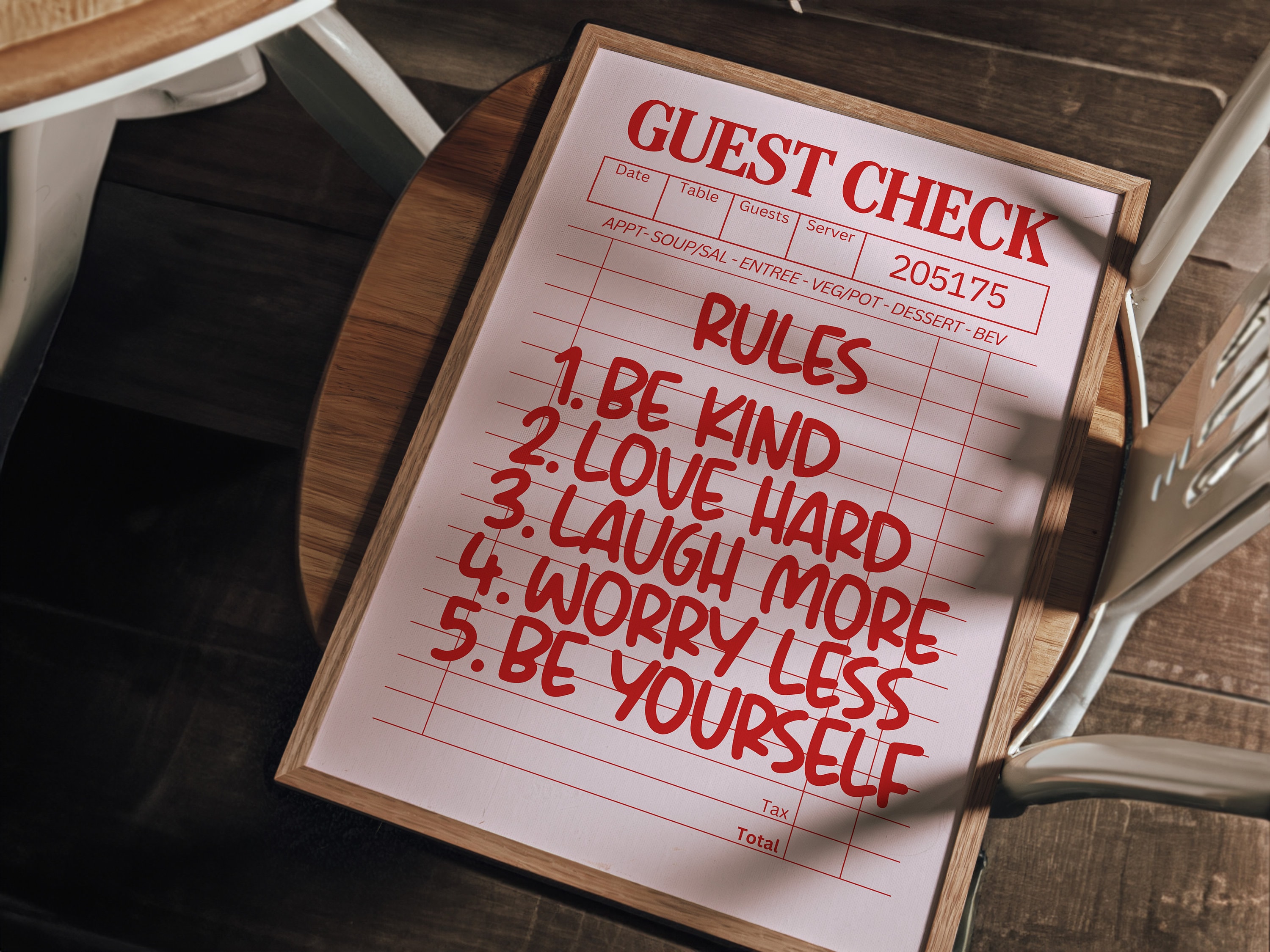 Guest Check House Rules Poster Print, Pink Red Trendy Preppy Aesthetic ...