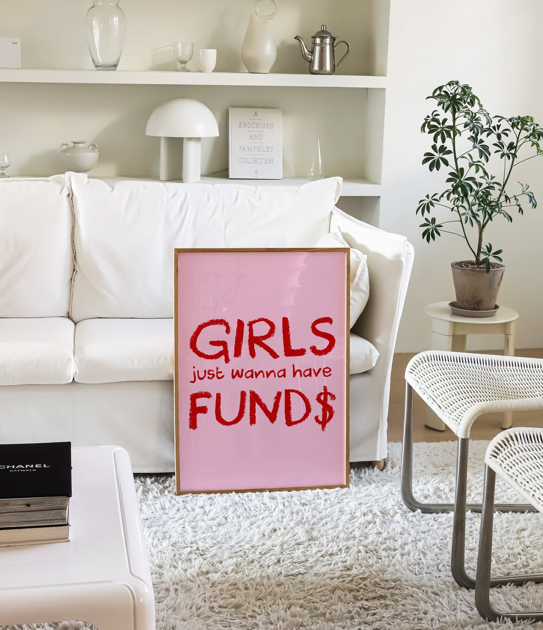 Girls Just Wanna Have Funds, Money Wall Art, Girly Wall Art, Pink ...