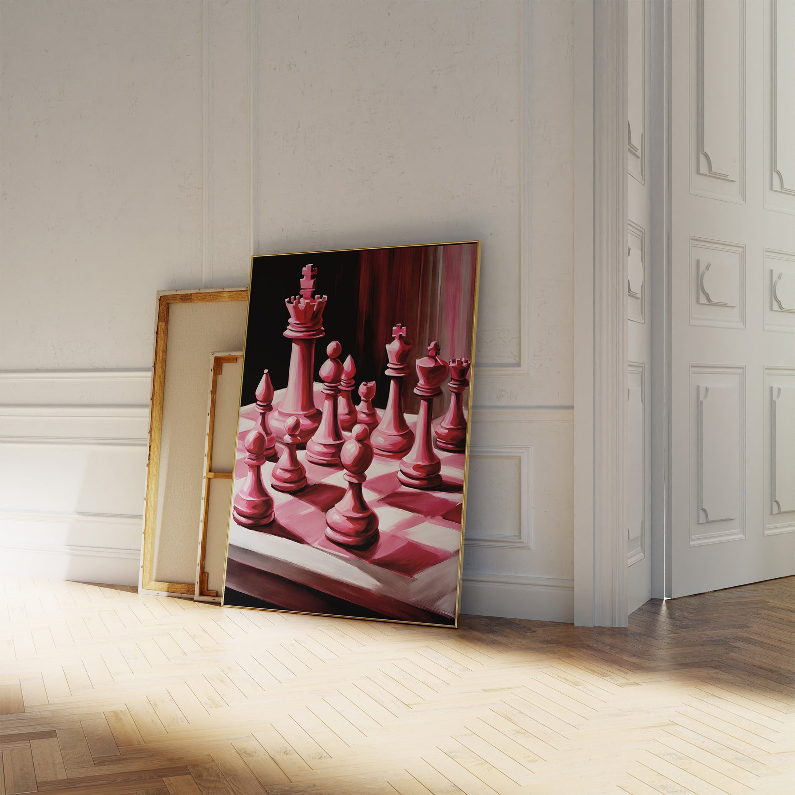 Pink Chess Wall Art Print, Preppy Room Decor, Trendy Wall Art, Bedroom ...