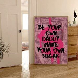 Pink Graffiti Wall Art, Pink Money Picture, Money Art, Trendy Apartment ...