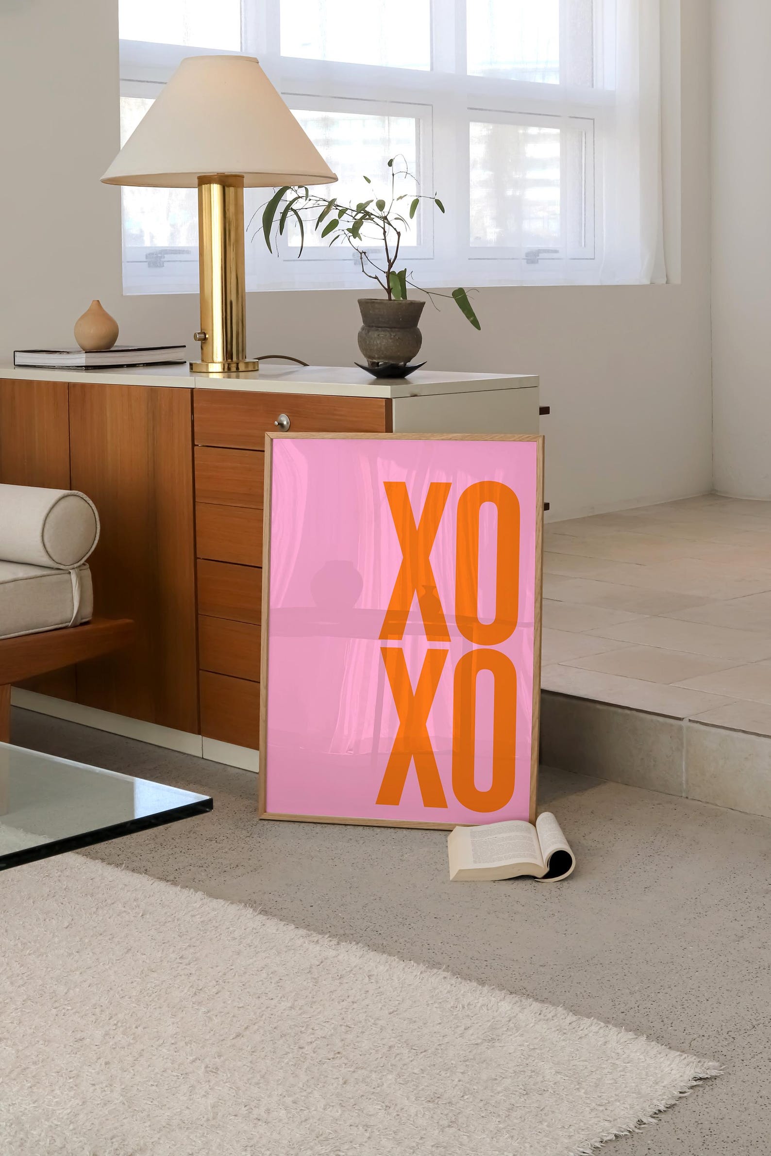 XOXO Pink Orange Print, Trendy Girly Printable Art, Dorm Room Decor ...