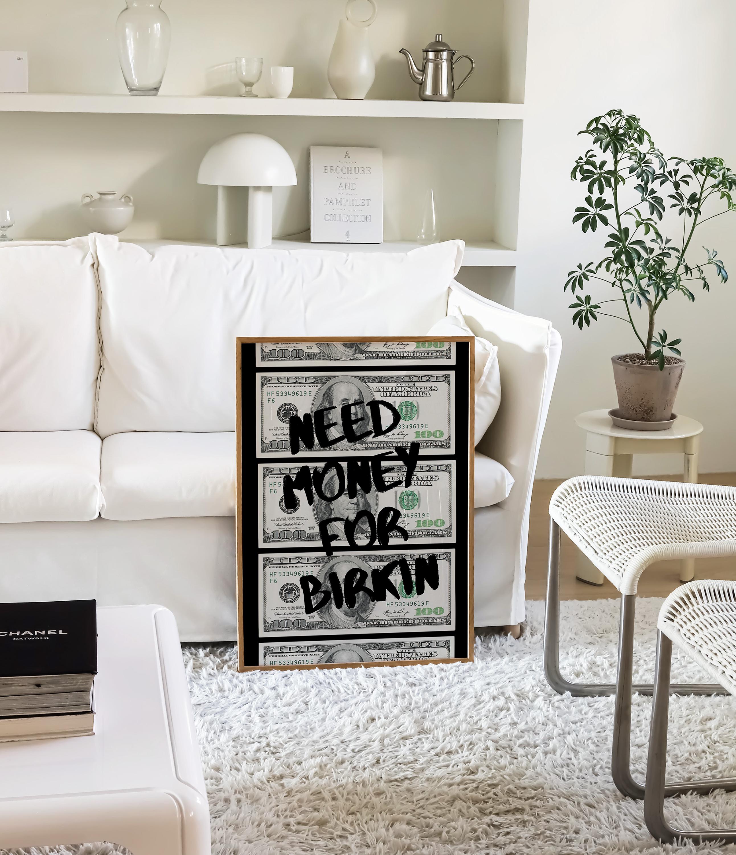 Black Graffiti Wall Art Preppy Room Decor 'need Money for Birkin' Urban ...