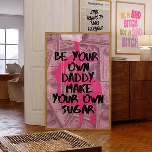 Pink Graffiti Wall Art, Pink Money Picture, Money Art, Trendy Apartment ...