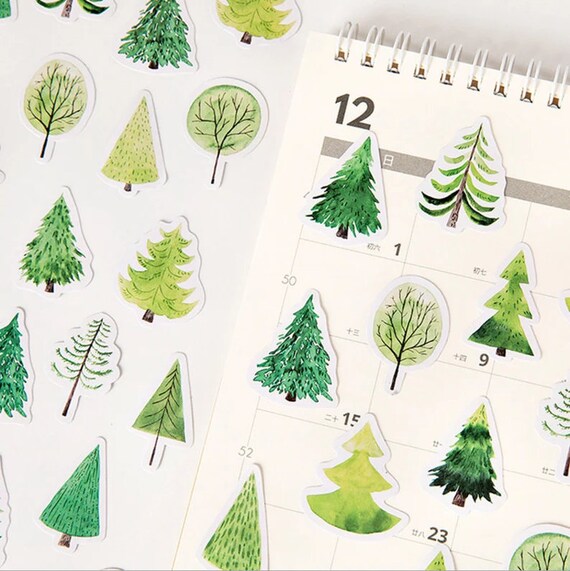Forest Stickers Green Tree Stickers Tree Stickers 45pcs - Etsy
