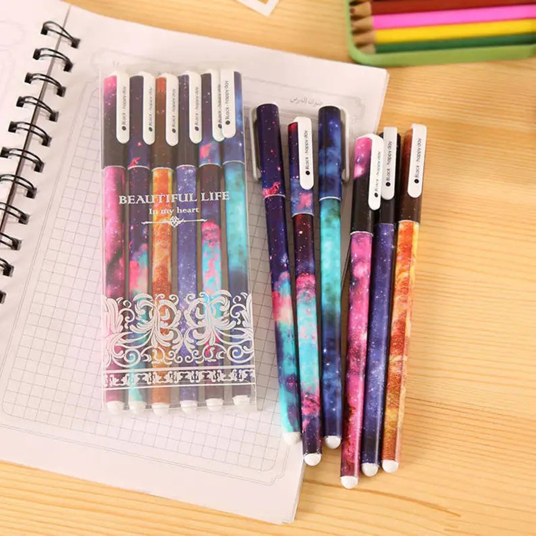 Starry Sky Pens, 6pcs, 0.38mm, Cartoon Pen, Gel Pen, Kawaii Stationary ...