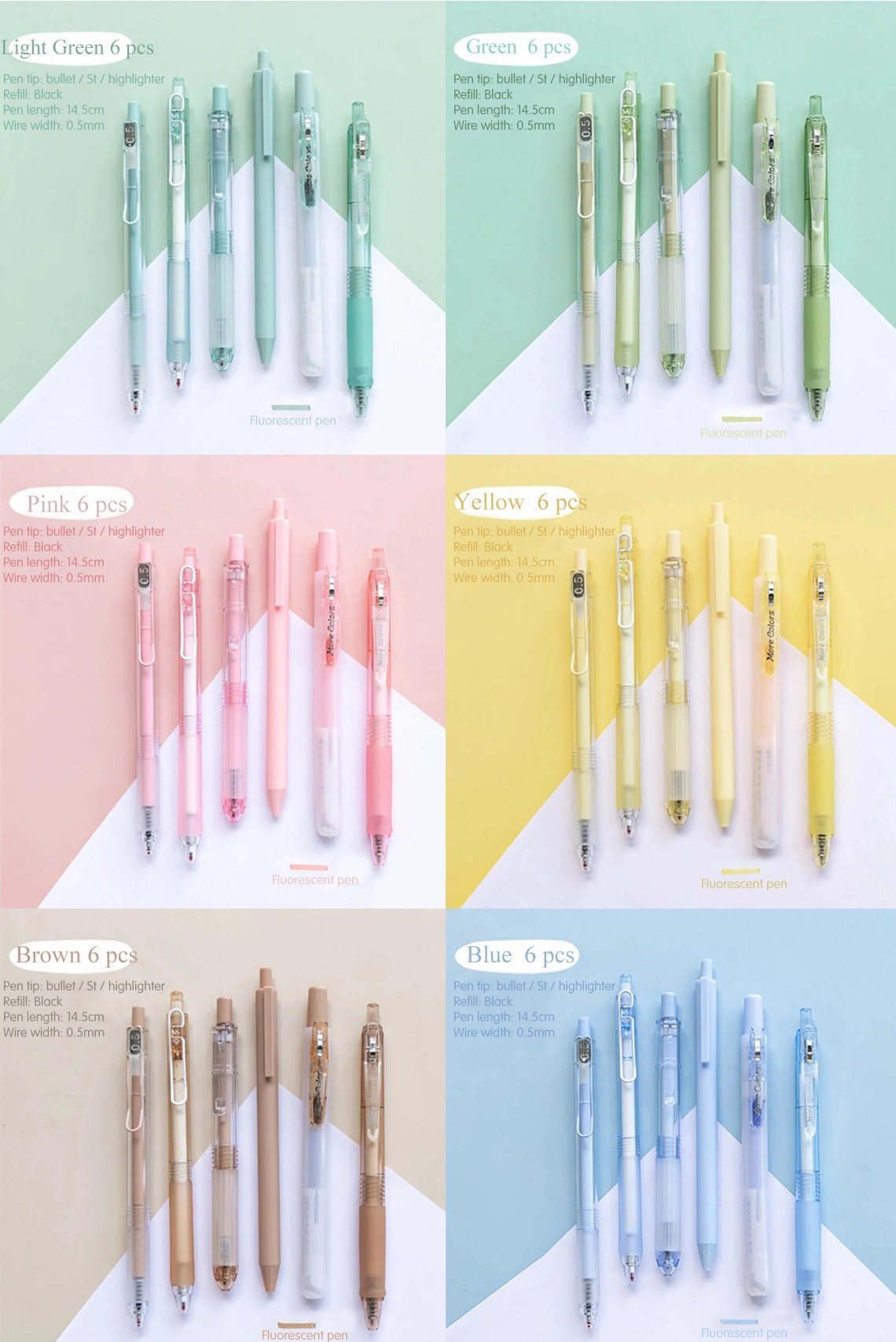 6pcs Set Cute Sign Pens Black Gel Ink Pen Planner Pens - Etsy Australia