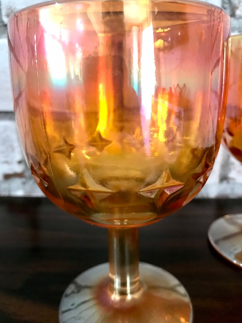 Marigold Carnival Glass Goblets - Etsy