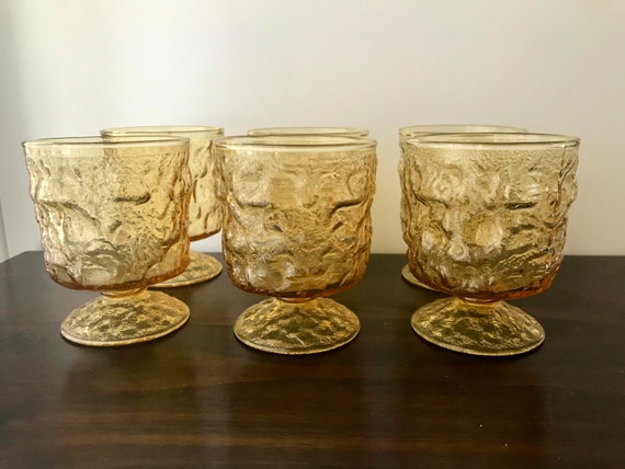 Anchor Hocking Lido Milano Pedestal Glasses In Honey Gold Etsy