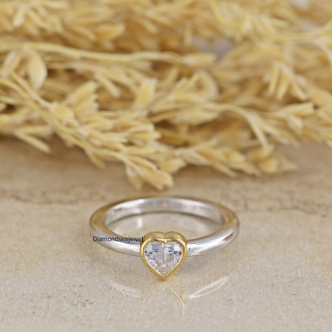 Heart Shape Solitaire Ring, Heart Shape Diamond Engagement Ring, Bezel ...