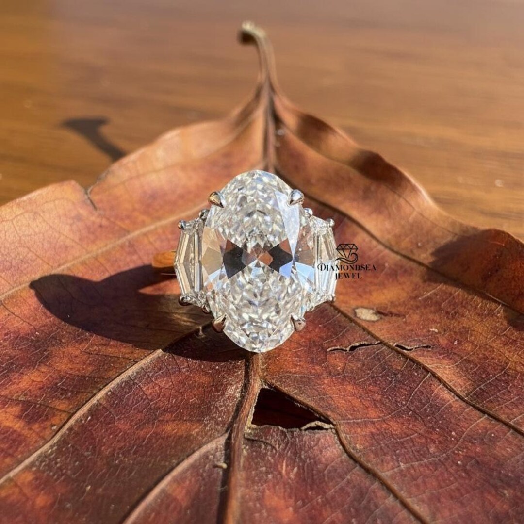 Cadillac Cut Trilogy Ring, Oval Cut Lab Grown Diamond Engagement Ring ...