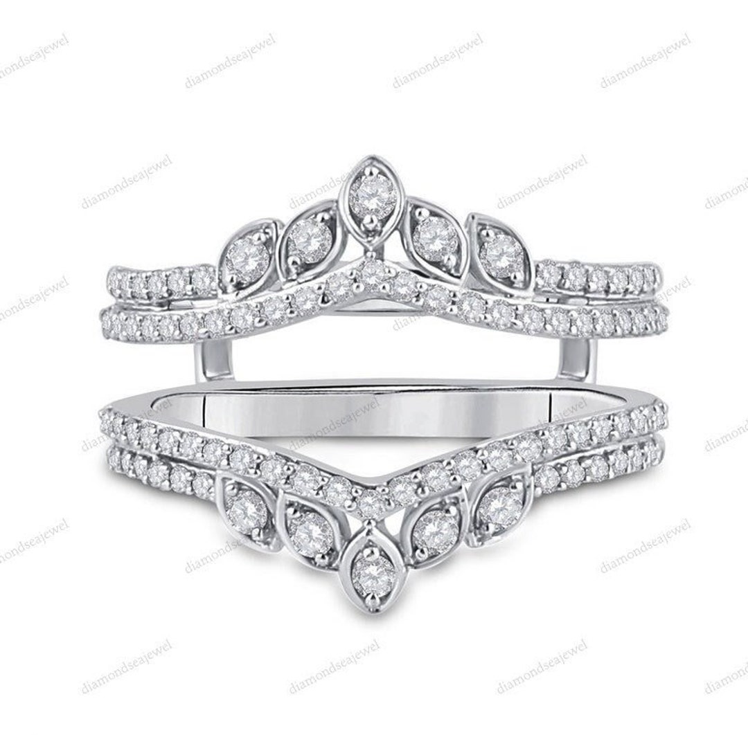 Diamond Enhancer Wrap Engagement Ring, Round Colorless Moissanite Engagement Ring, Aggie Wedding ...