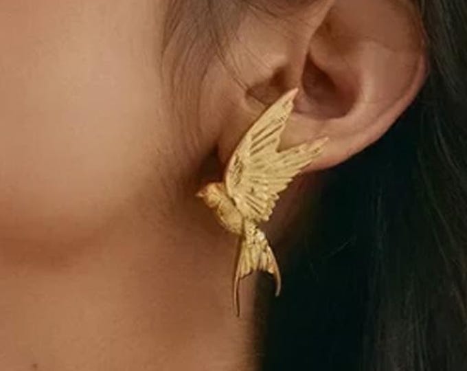 24k Swallow Gold Plated Earrings – Dainty Minimalist Jewelry for Women ...