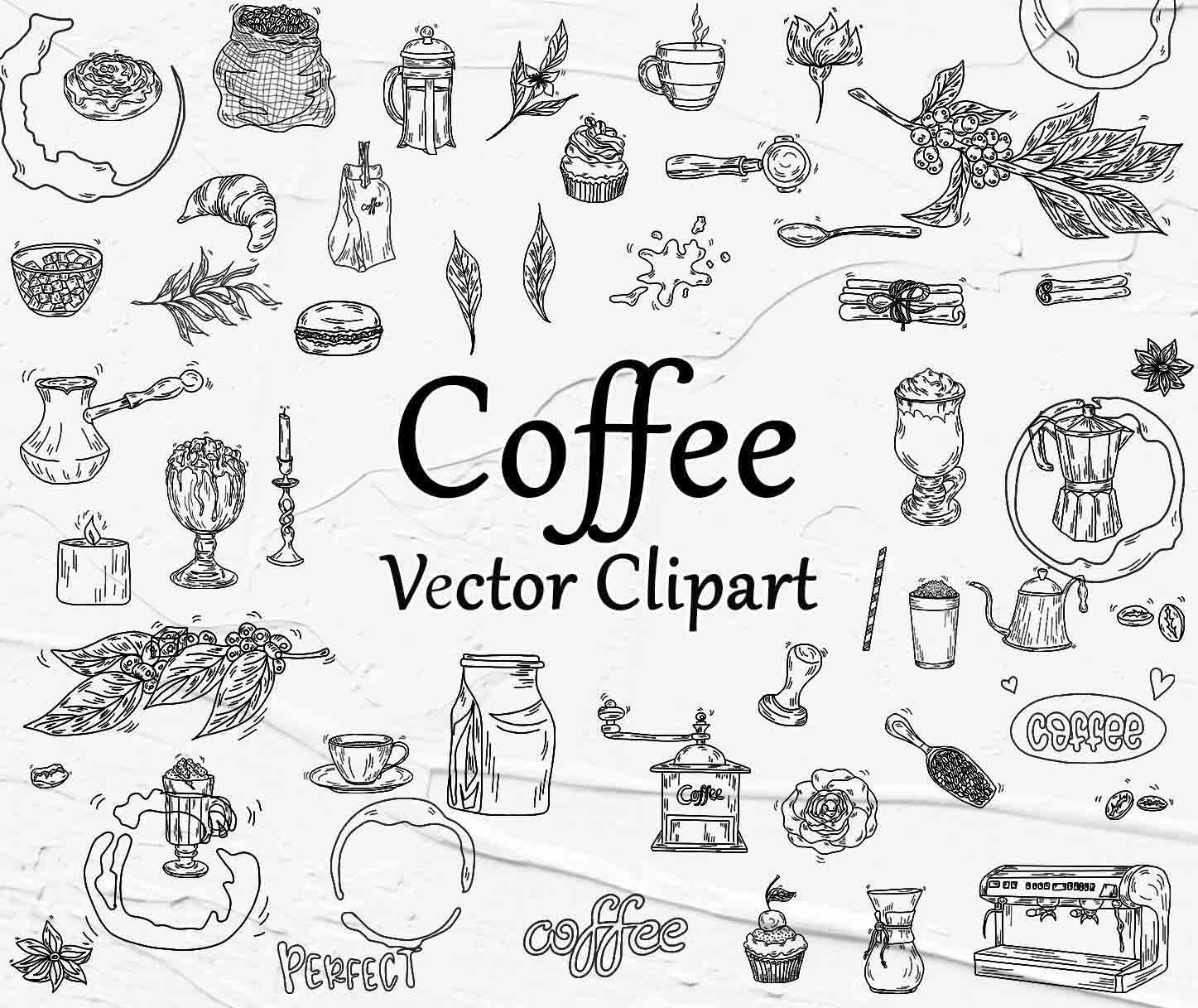 Coffee SVG Clipart, Vector Coffee Beans Clipart, Coffee Maker, Coffee ...