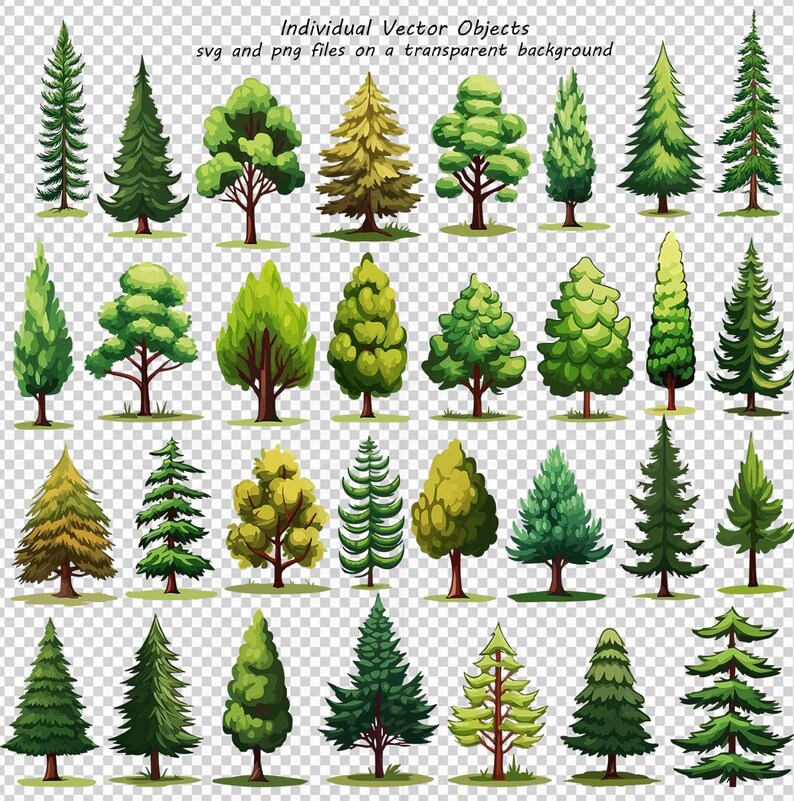 Forest Trees Clipart SVG. Tree Vector Clipart. Woodland Svg Clipart ...