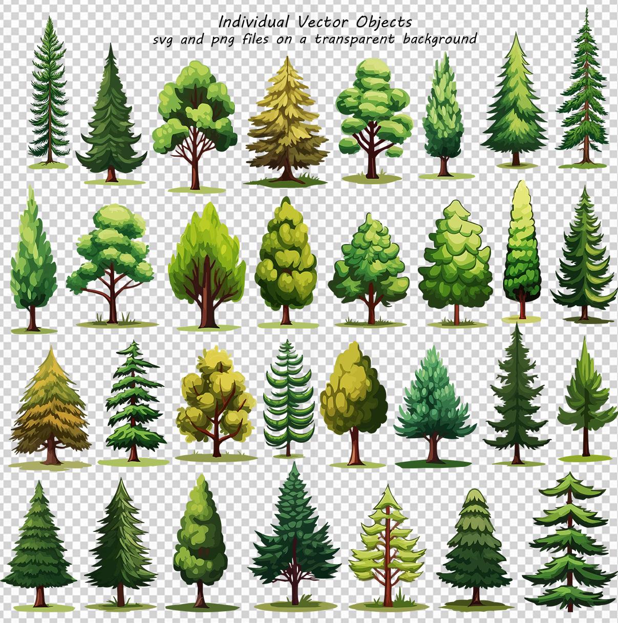 Forest Trees Clipart SVG. Tree Vector Clipart. Woodland Svg Clipart ...