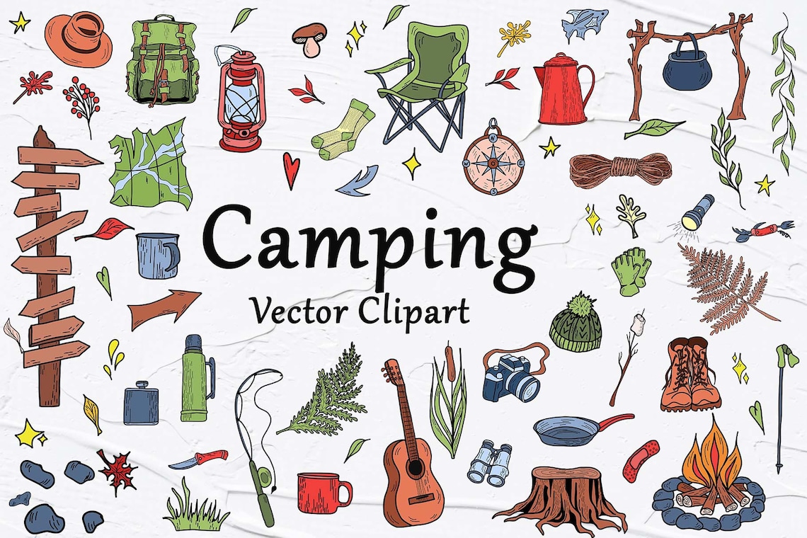 Camping Svg Clipart. Woodland Camping Clipart. Vector Wild Camping ...