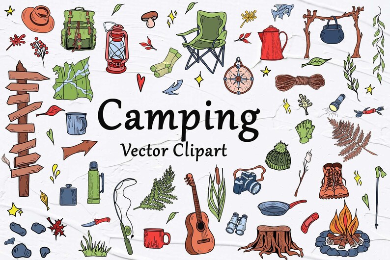 Camping Svg Clipart. Woodland Camping Clipart. Vector Wild Camping ...