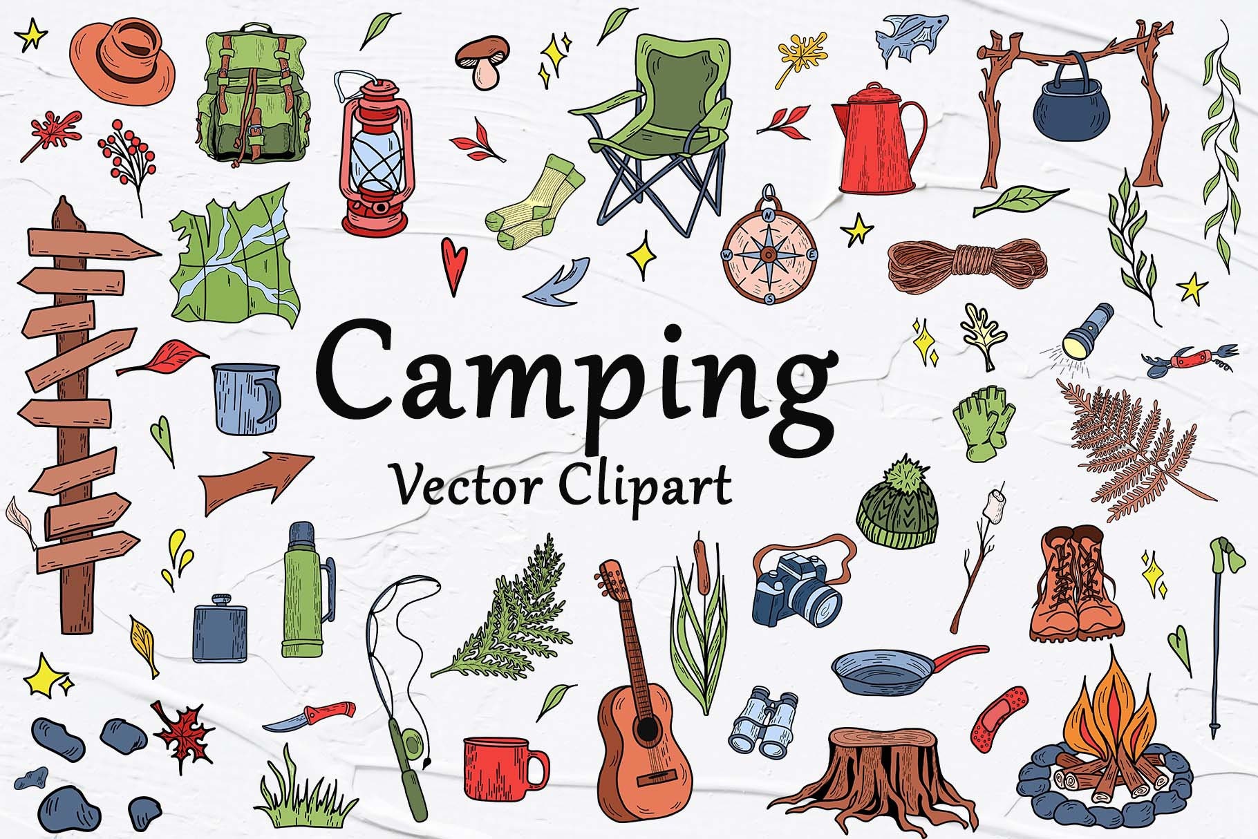 Camping Svg Clipart. Woodland Camping Clipart. Vector Wild Camping ...