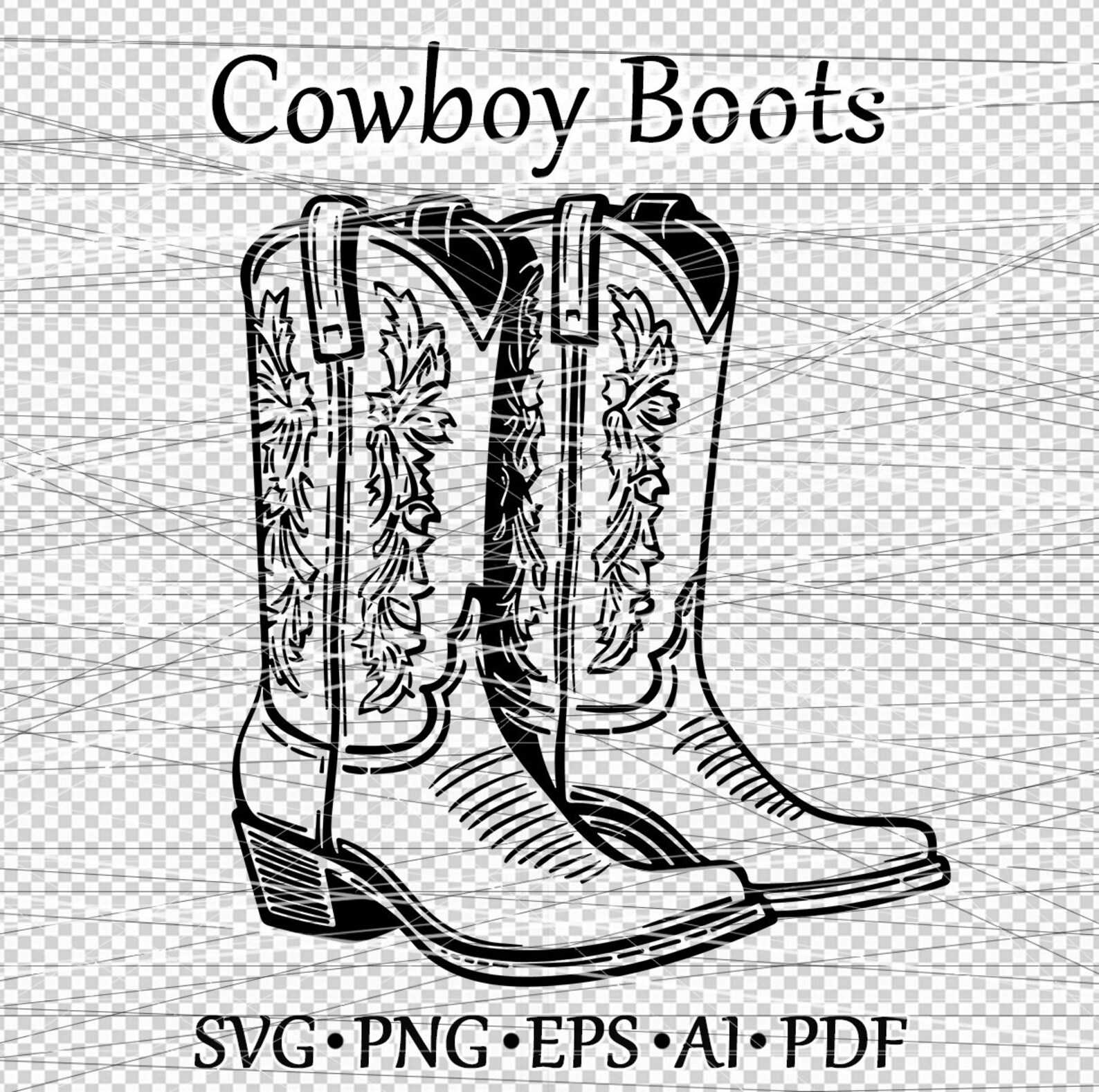 Cowboy Boots SVG, Western Boots Outlines. Rodeo Boots. Ranch, Cowgirl ...