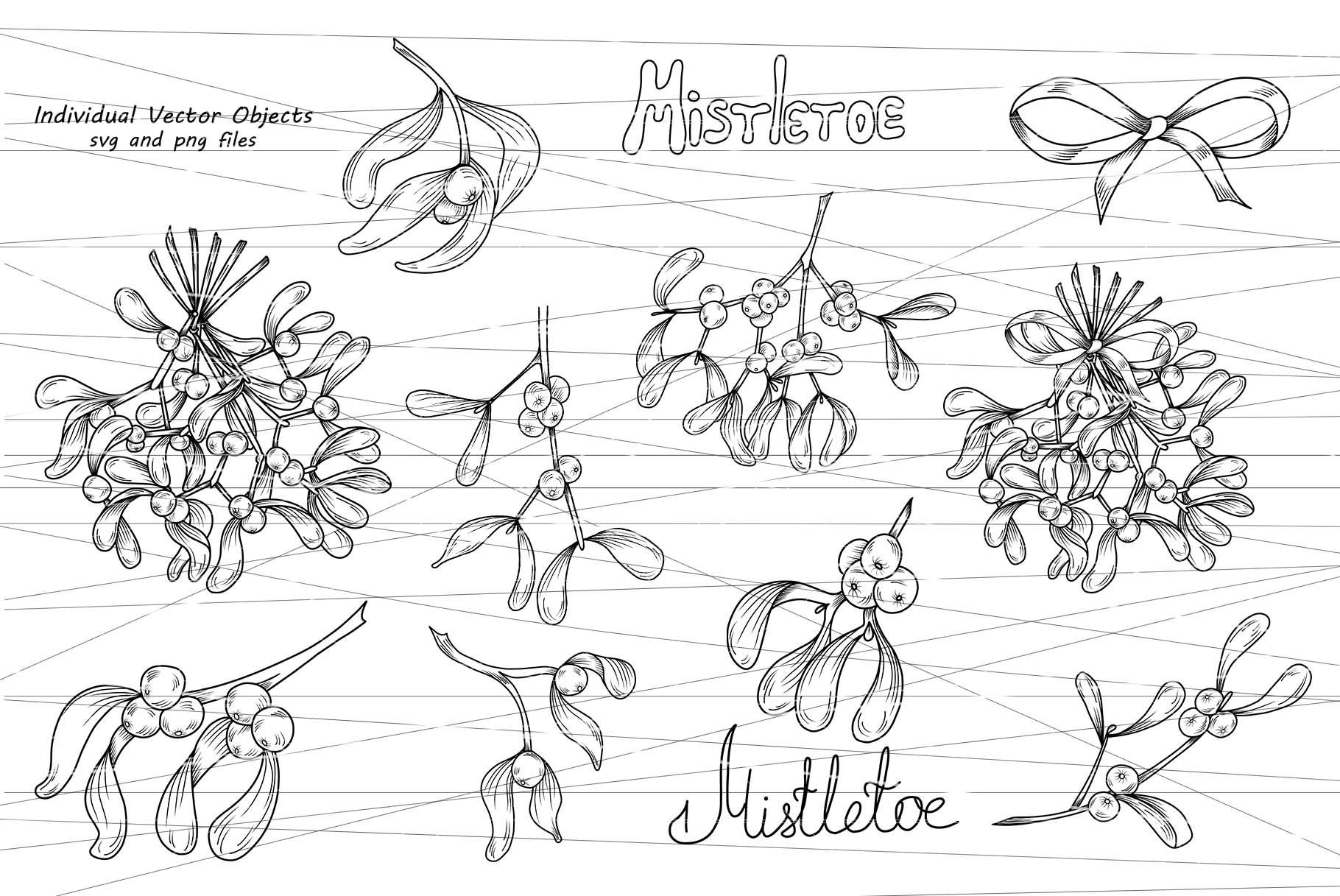 Mistletoe Clipart SVG. Mistletoe Outline Vector Clipart. Floral Svg ...
