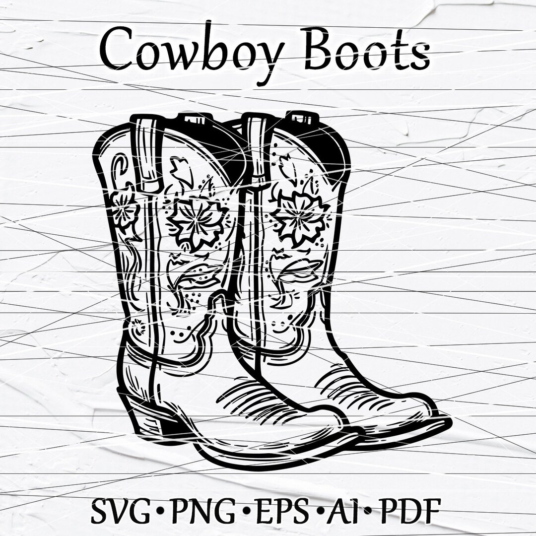 Cowboy Boots SVG, Western Boots Outlines. Rodeo Boots. Ranch, Cowgirl ...