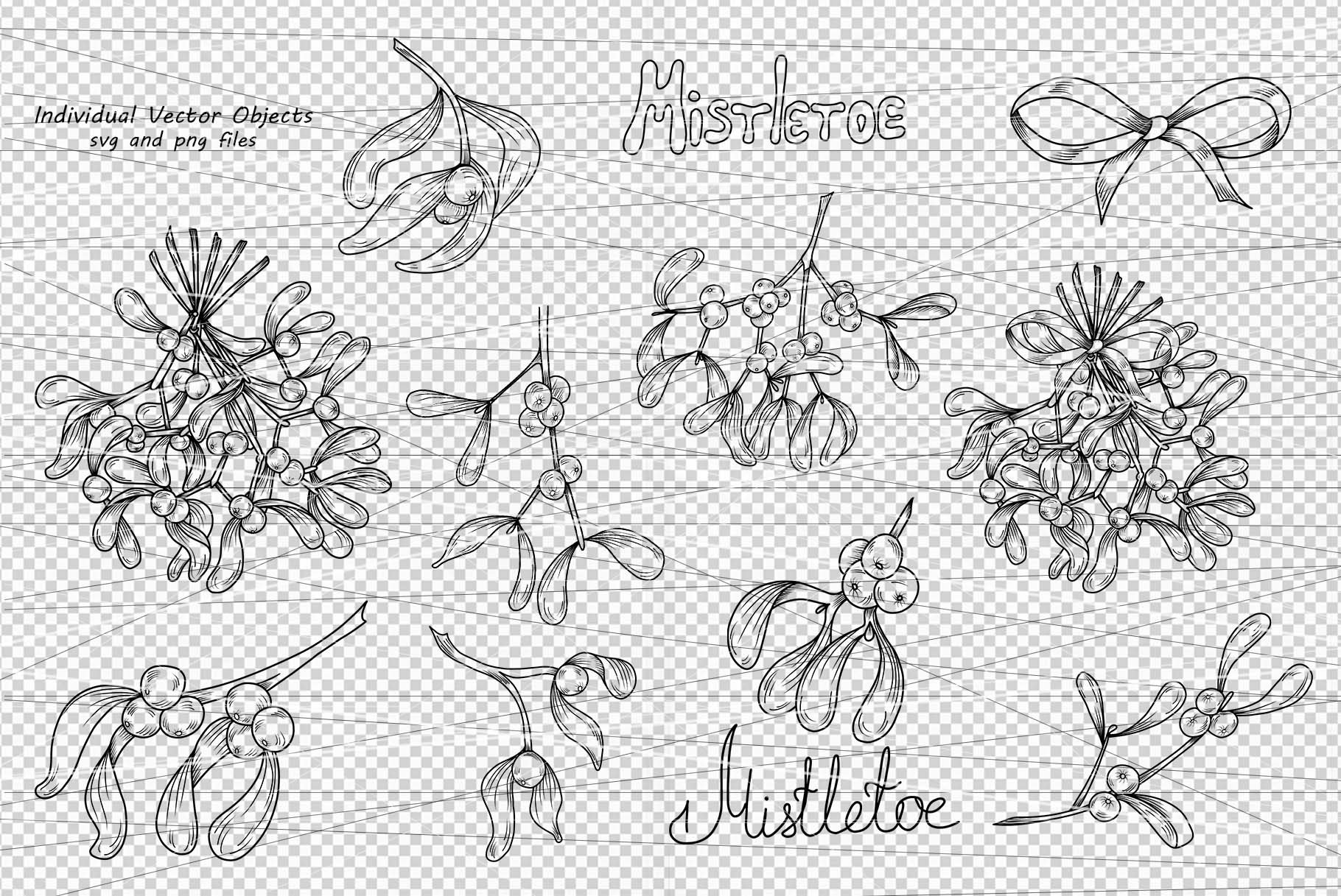 Mistletoe Clipart SVG. Mistletoe Outline Vector Clipart. Floral Svg ...