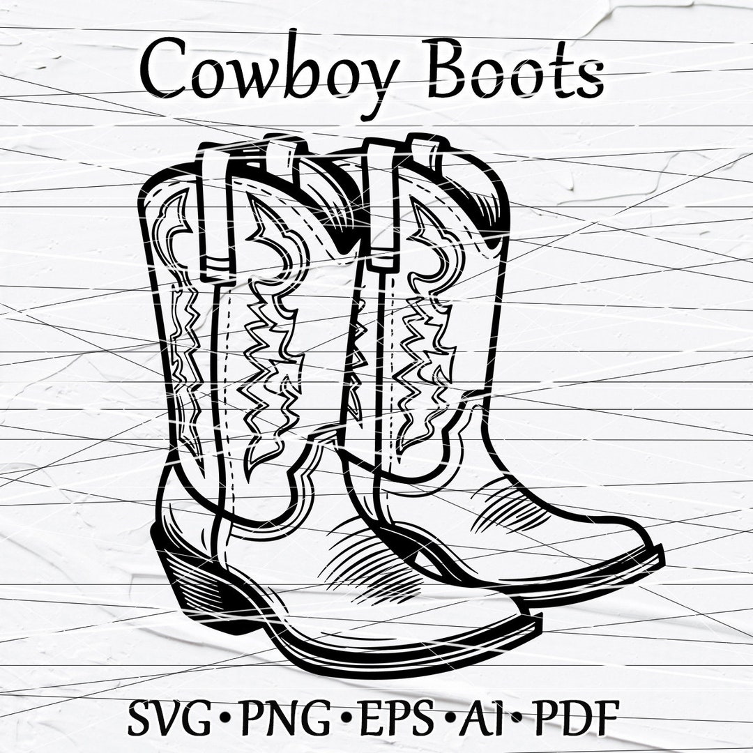 Cowboy Boots SVG, Western Boots Outlines. Rodeo Boots. Ranch, Cowgirl ...