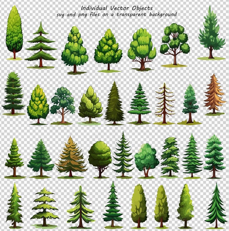 Forest Trees Clipart SVG. Tree Vector Clipart. Woodland Svg Clipart ...