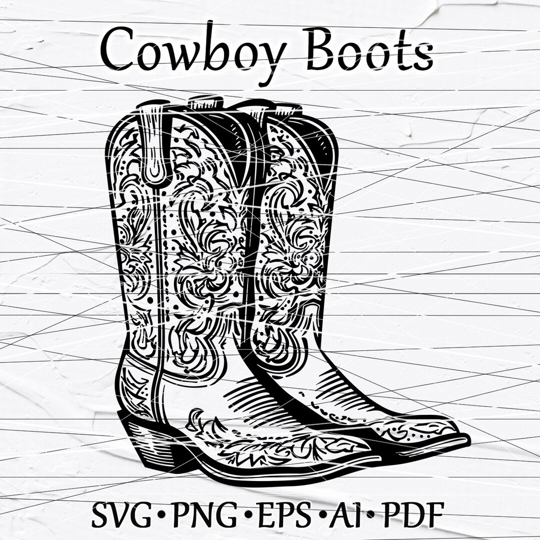 Cowboy Boots SVG, Western Boots Outlines. Rodeo Boots. Ranch, Cowgirl ...