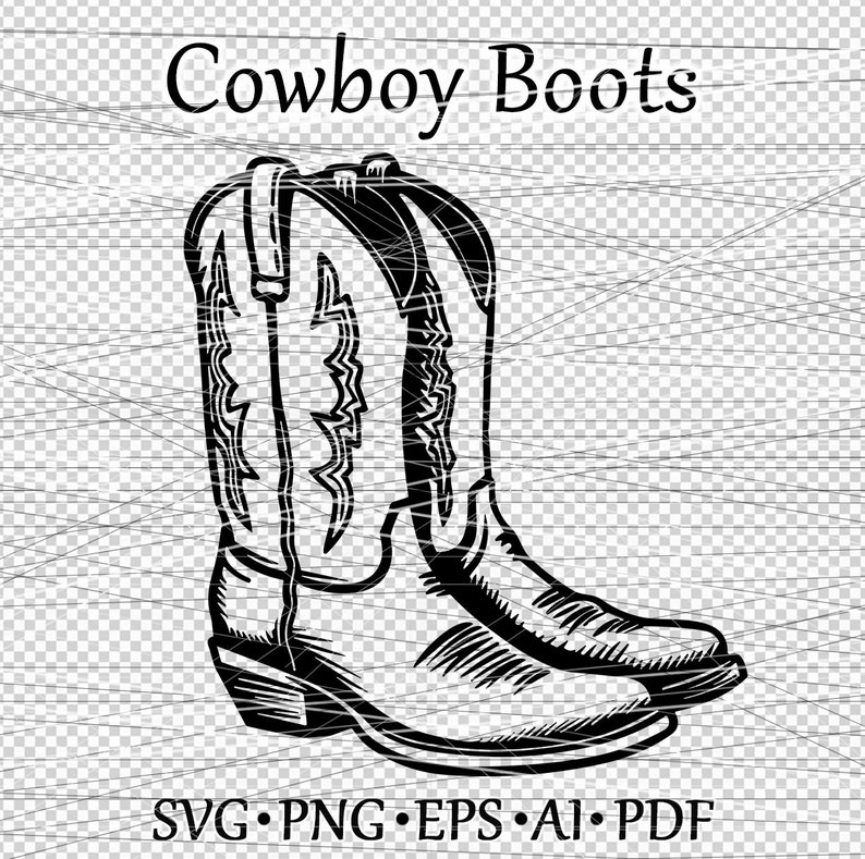 Cowboy Boots SVG, Western Boots Outlines. Rodeo Boots. Ranch, Cowgirl ...