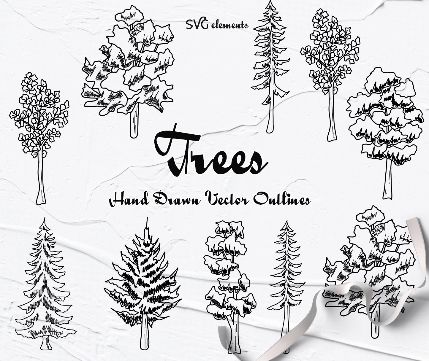 Vector Trees Clipart SVG. Tree Outline Vector Clipart. Woodland Svg ...