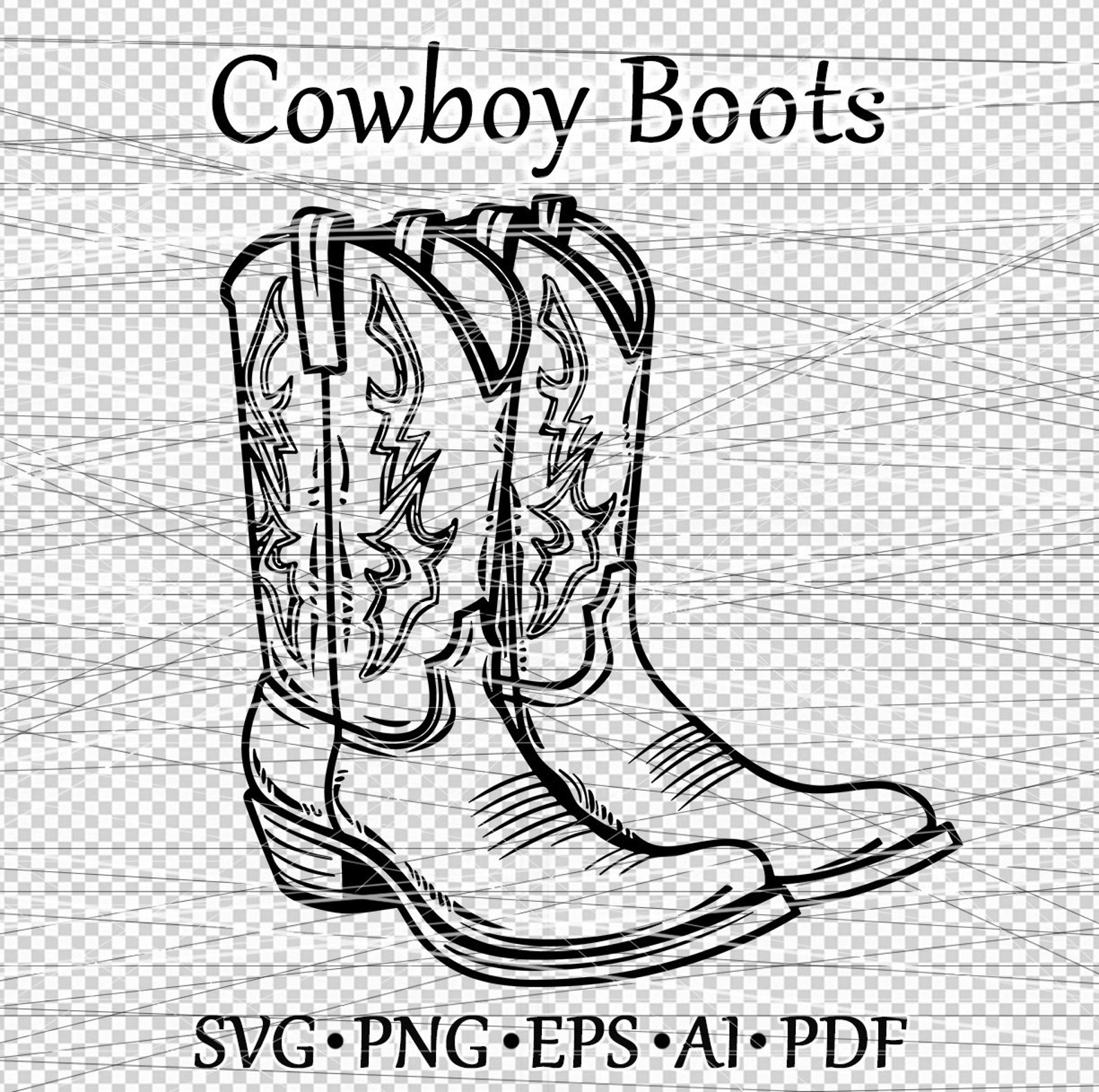 Cowboy Boots SVG, Western Boots Outlines. Rodeo Boots. Ranch, Cowgirl ...
