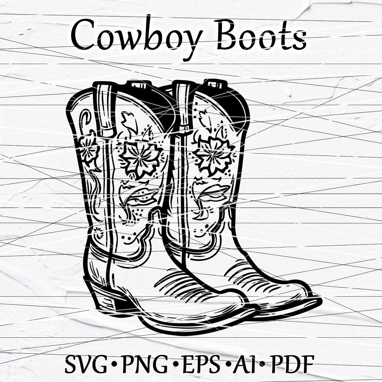 Cowboy Boots SVG, Western Boots Outlines. Rodeo Boots. Ranch, Cowgirl ...