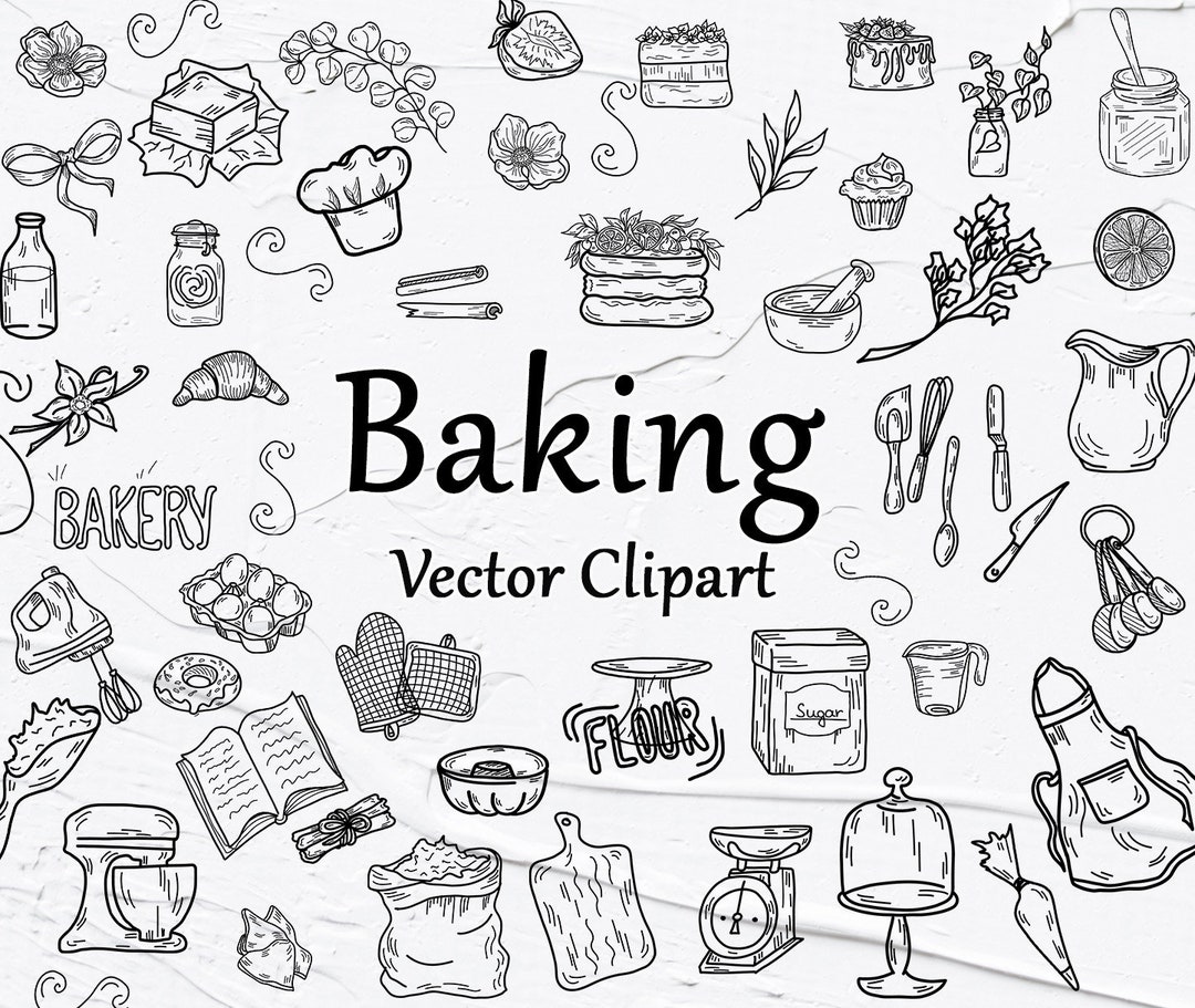 Baking SVG Clipart, Vector Bakery Clipart, Kitchen Tools, Baking ...