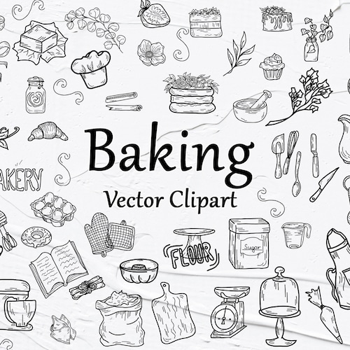 Baking SVG Clipart Vector Bakery Clipart Kitchen Tools - Etsy