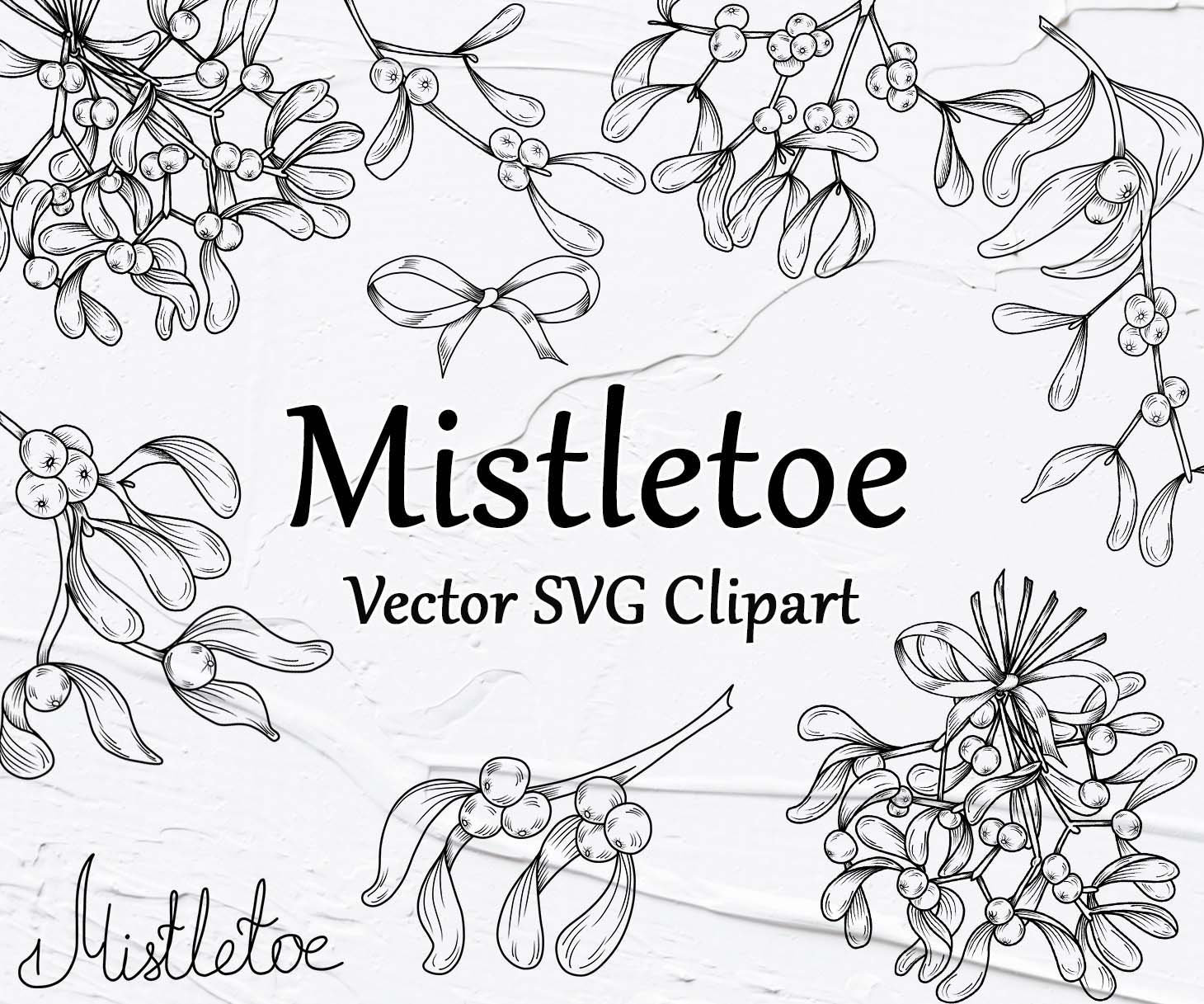 Mistletoe Vector Black And White