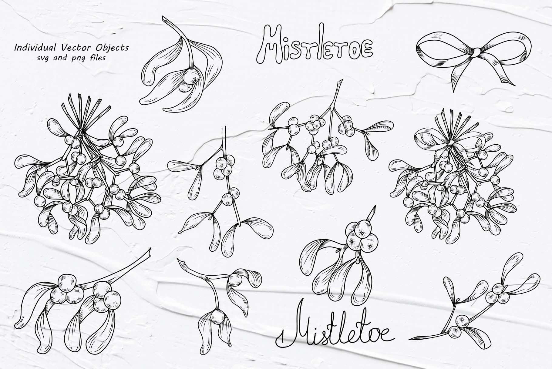 Mistletoe Clipart SVG. Mistletoe Outline Vector Clipart. Floral Svg ...