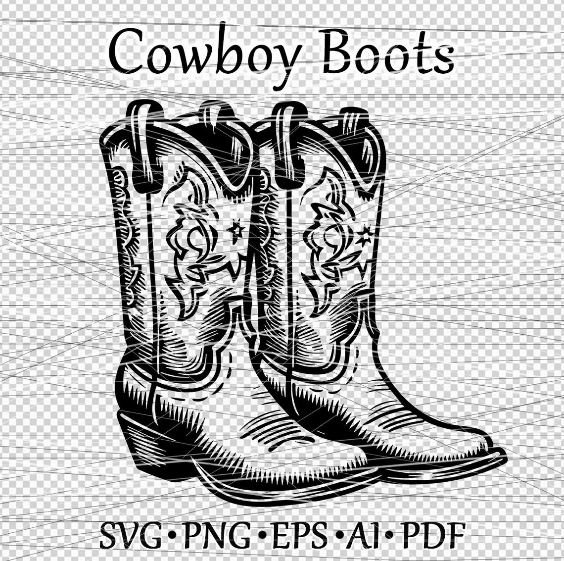 Cowboy Boots SVG, Western Boots Outlines. Rodeo Boots. Ranch, Cowgirl ...