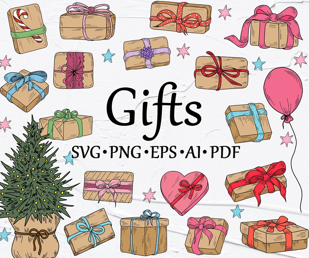 Gifts SVG Clipart, Vector Christmas Gifts Clipart, Birthday Clipart ...