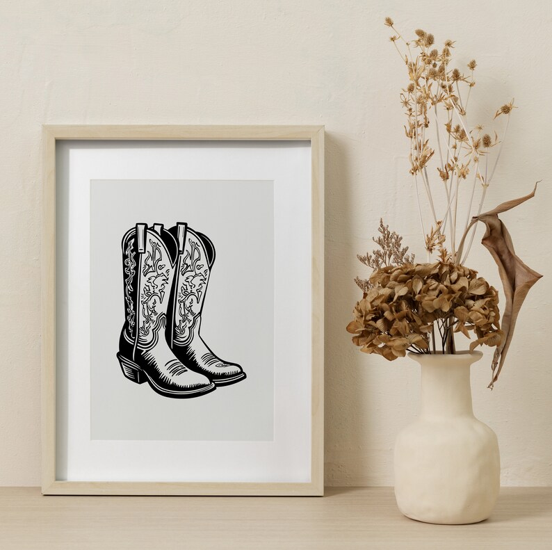 Cowboy Boots SVG, Western Boots Outlines. Rodeo Boots. Ranch, Cowgirl ...