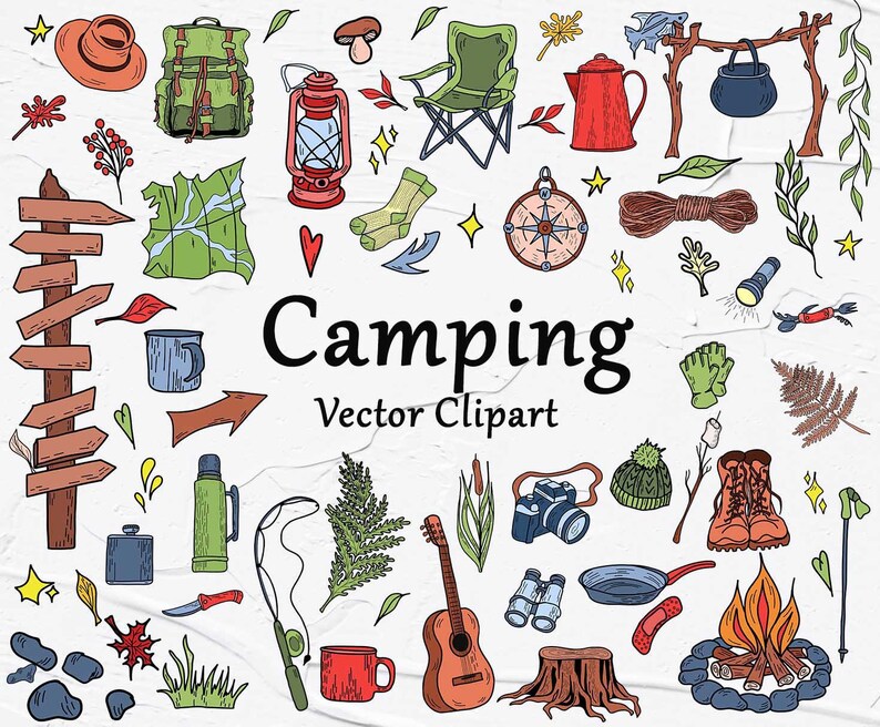 Camping Svg Clipart. Woodland Camping Clipart. Vector Wild Camping ...