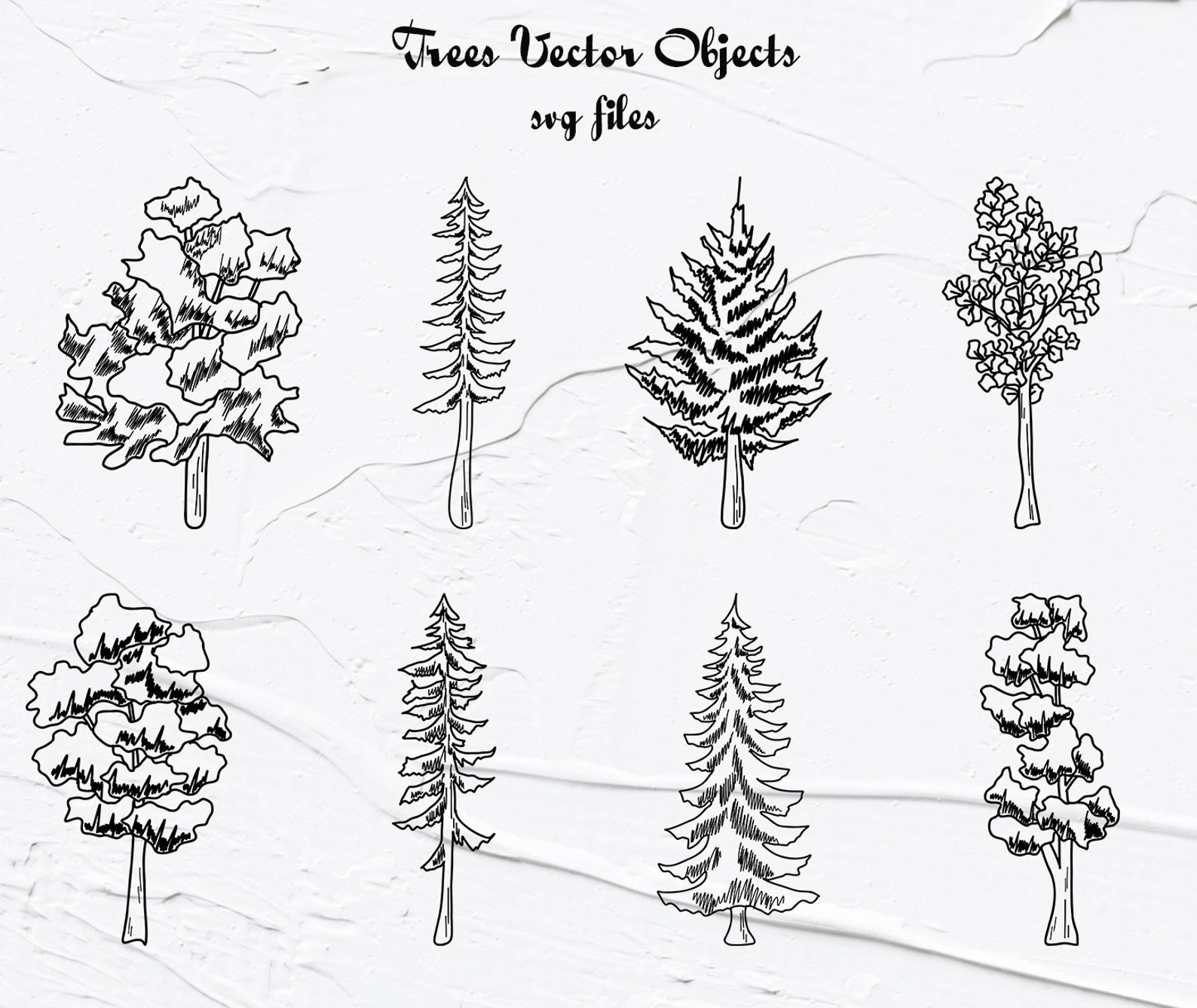 Vector Trees Clipart SVG. Tree Outline Vector Clipart. Woodland Svg ...
