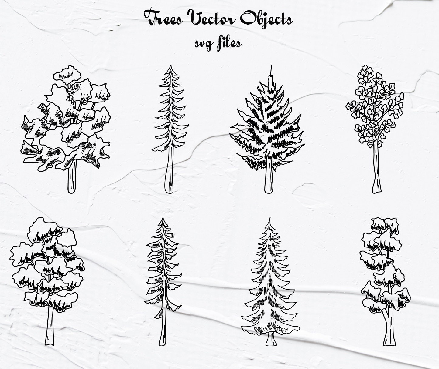 Vector Trees Clipart SVG. Tree Outline Vector Clipart. Woodland Svg ...