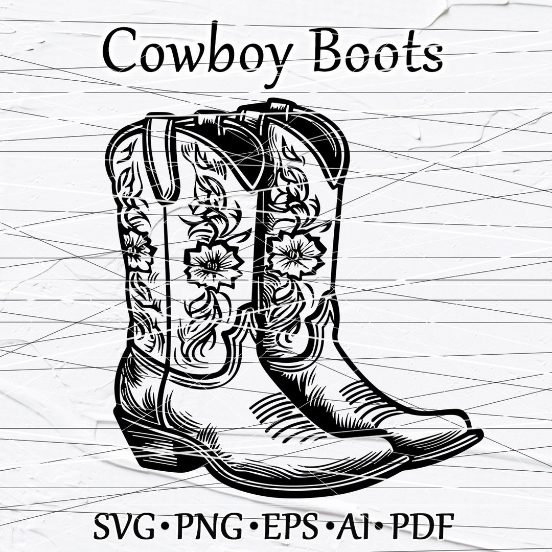 Cowboy Boots SVG, Western Boots Outlines. Rodeo Boots. Ranch, Cowgirl ...