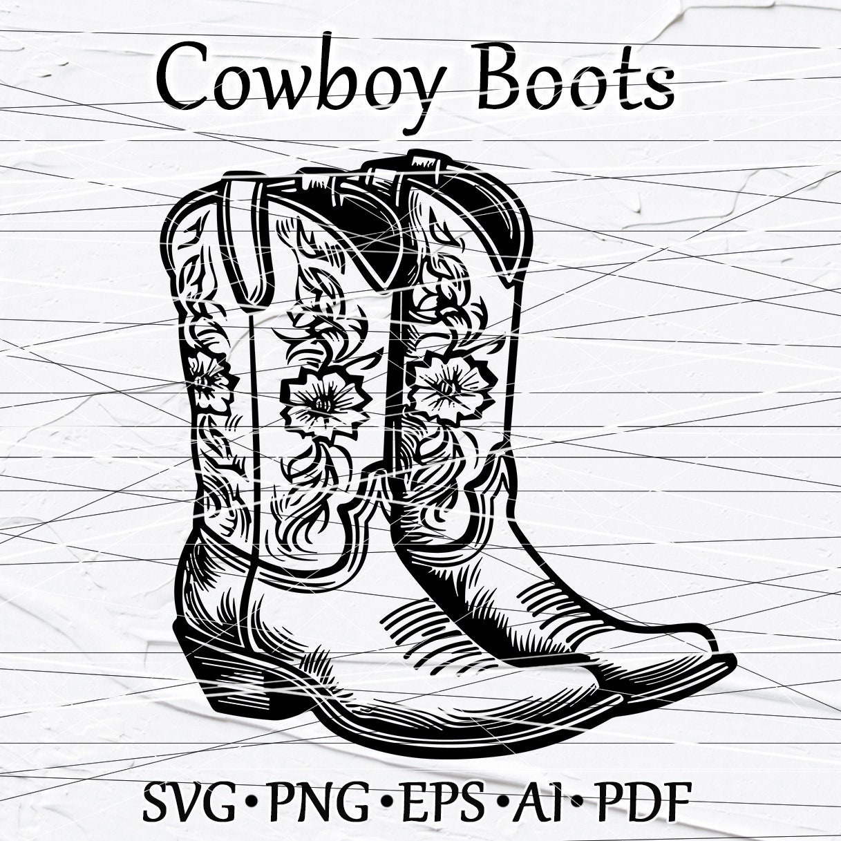 Cowboy Boots SVG, Western Boots Outlines. Rodeo Boots. Ranch, Cowgirl ...