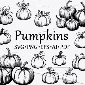 Halloween Pumpkin SVG Clipart, Halloween Clipart, Cute Pumpkin Faces ...