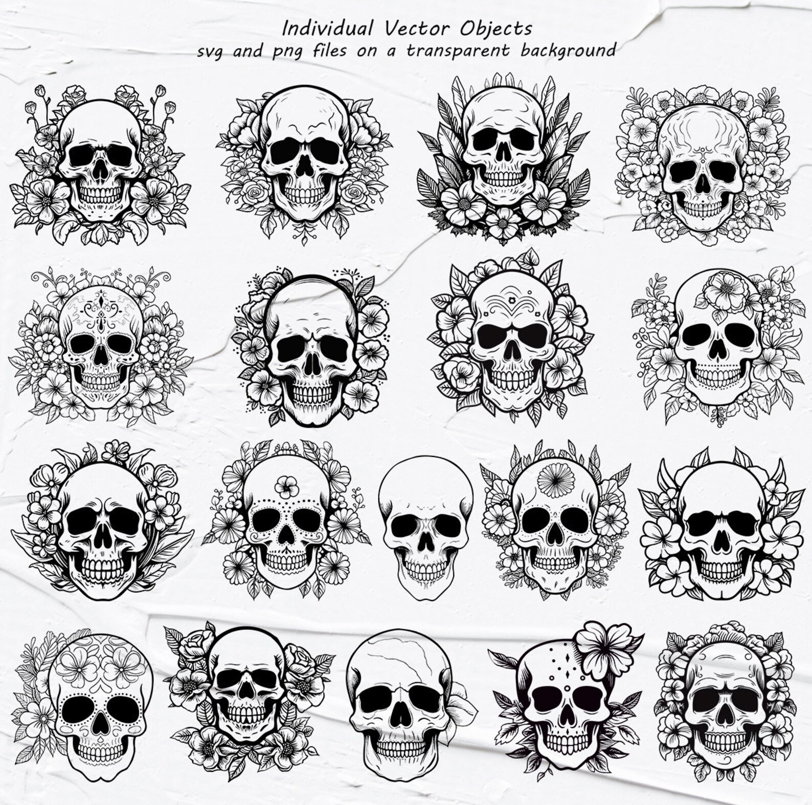 Floral Scull Clipart. Frolal Scull Svg Clipart. Skull SVG. Cricut ...