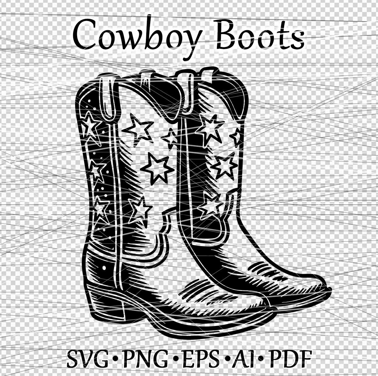 Cowboy Boots SVG, Western Boots Outlines. Rodeo Boots. Ranch, Cowgirl ...