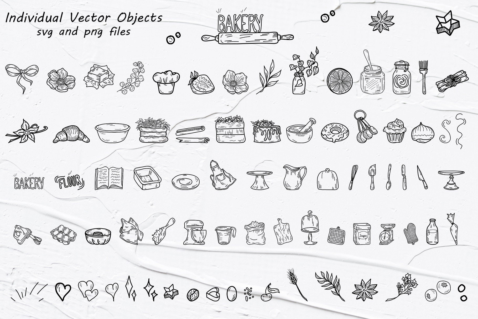 Baking SVG Clipart, Vector Bakery Clipart, Kitchen Tools, Baking ...