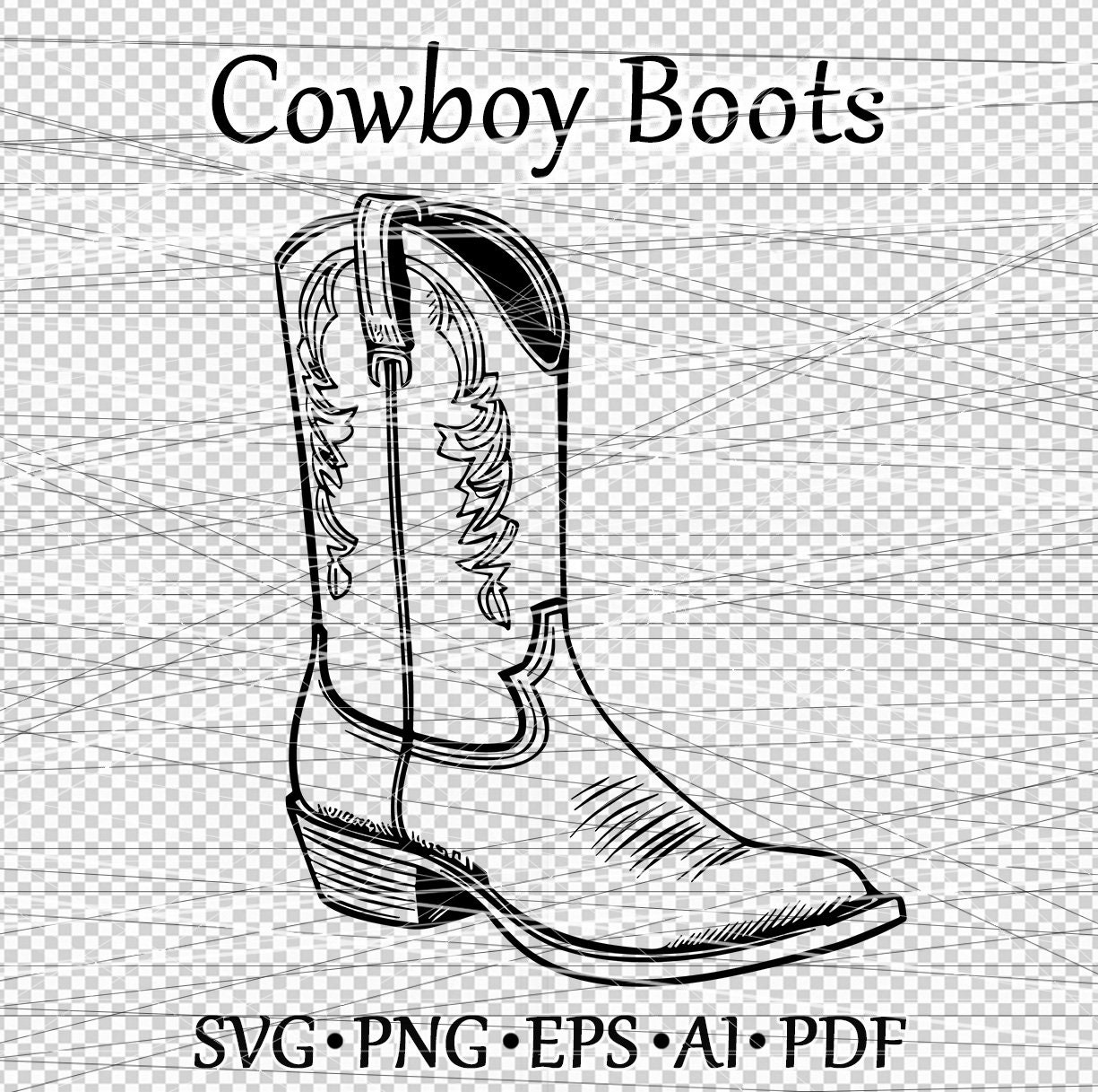 Cowboy Boots SVG, Western Boots Outlines. Rodeo Boots. Ranch, Cowgirl ...